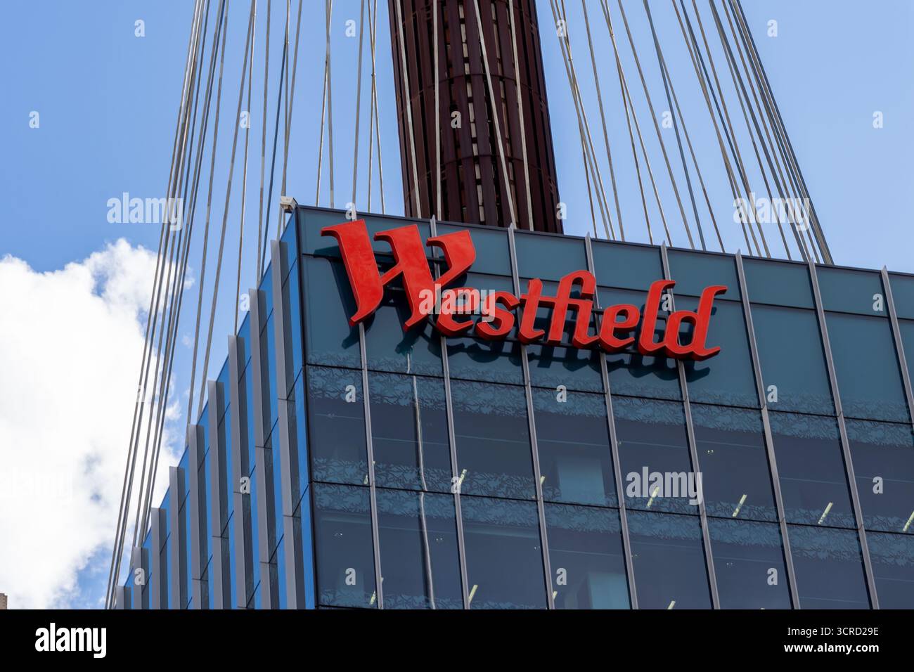 Westfield Sydney shopping centre sign on the building underneath Sydney ...