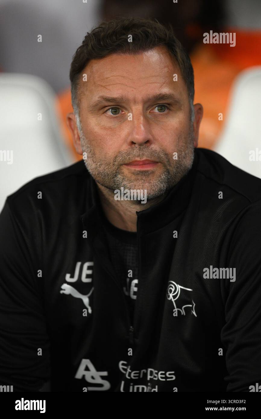 Derby County manager John Eustace during the Sky Bet Championship match ...
