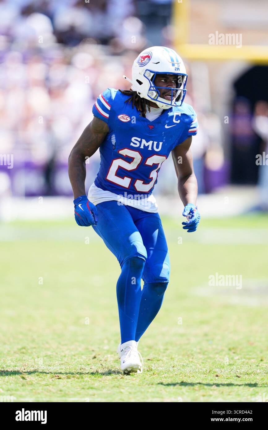 SMU safety Isaiah Nwokobia (23) rushes against TCU during an NCAA ...