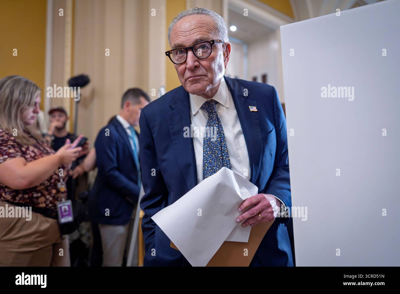 Senate Minority Leader Chuck Schumer, D-N.Y., pauses while speaking ...
