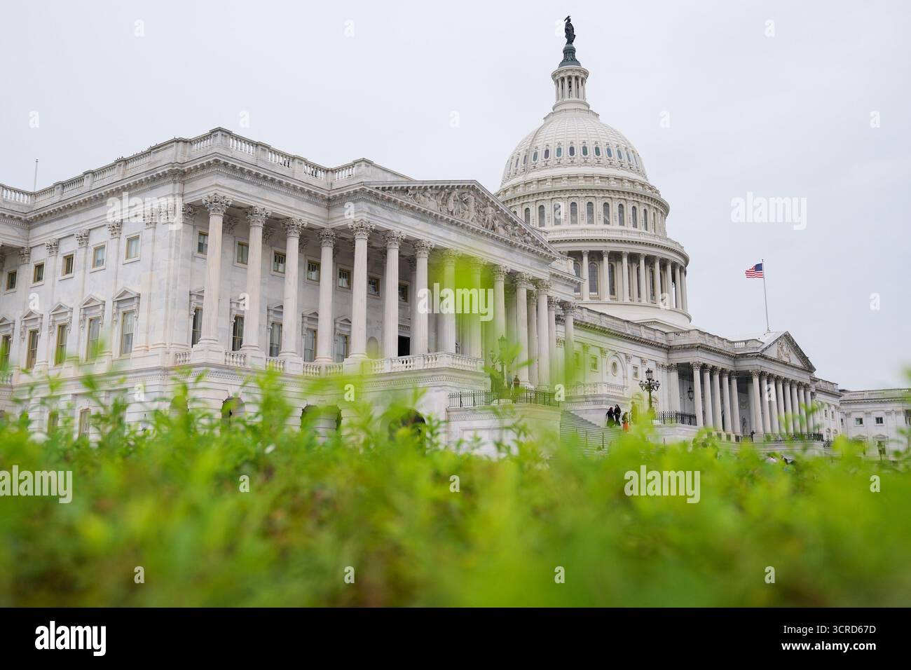 The US Capitol is photographed after a news conference, Tuesday, Sept. 30, 2025, at the Capitol ...