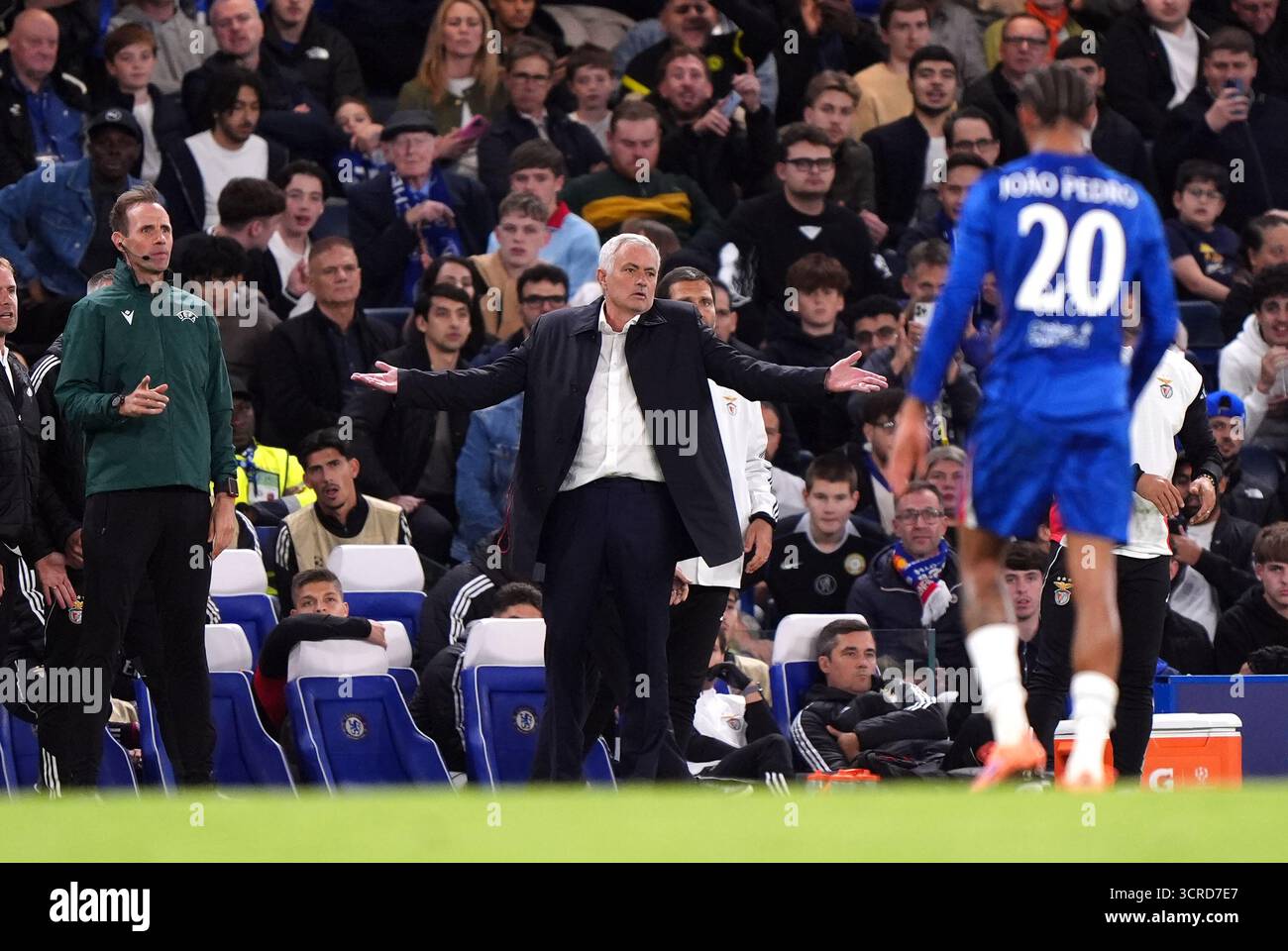 Benfica manager Jose Mourinho reacts on the touchline during the UEFA ...
