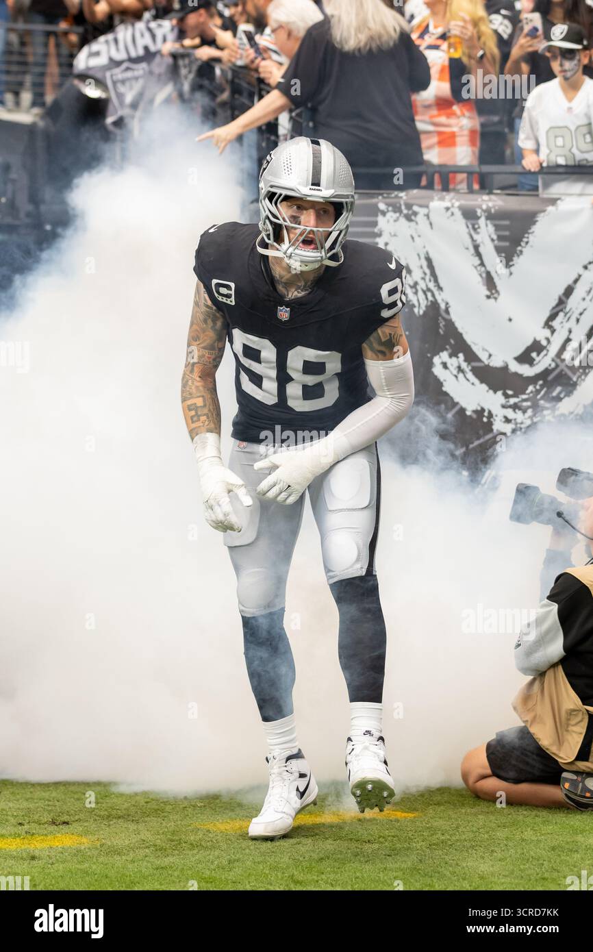 Las Vegas Raiders defensive end Maxx Crosby (98) enters the field ...
