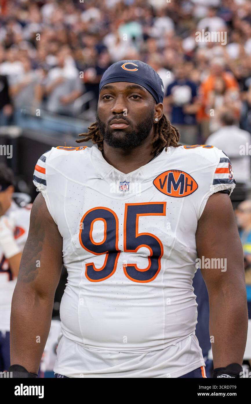 Chicago Bears defensive lineman Shemar Turner (95) stands for the ...