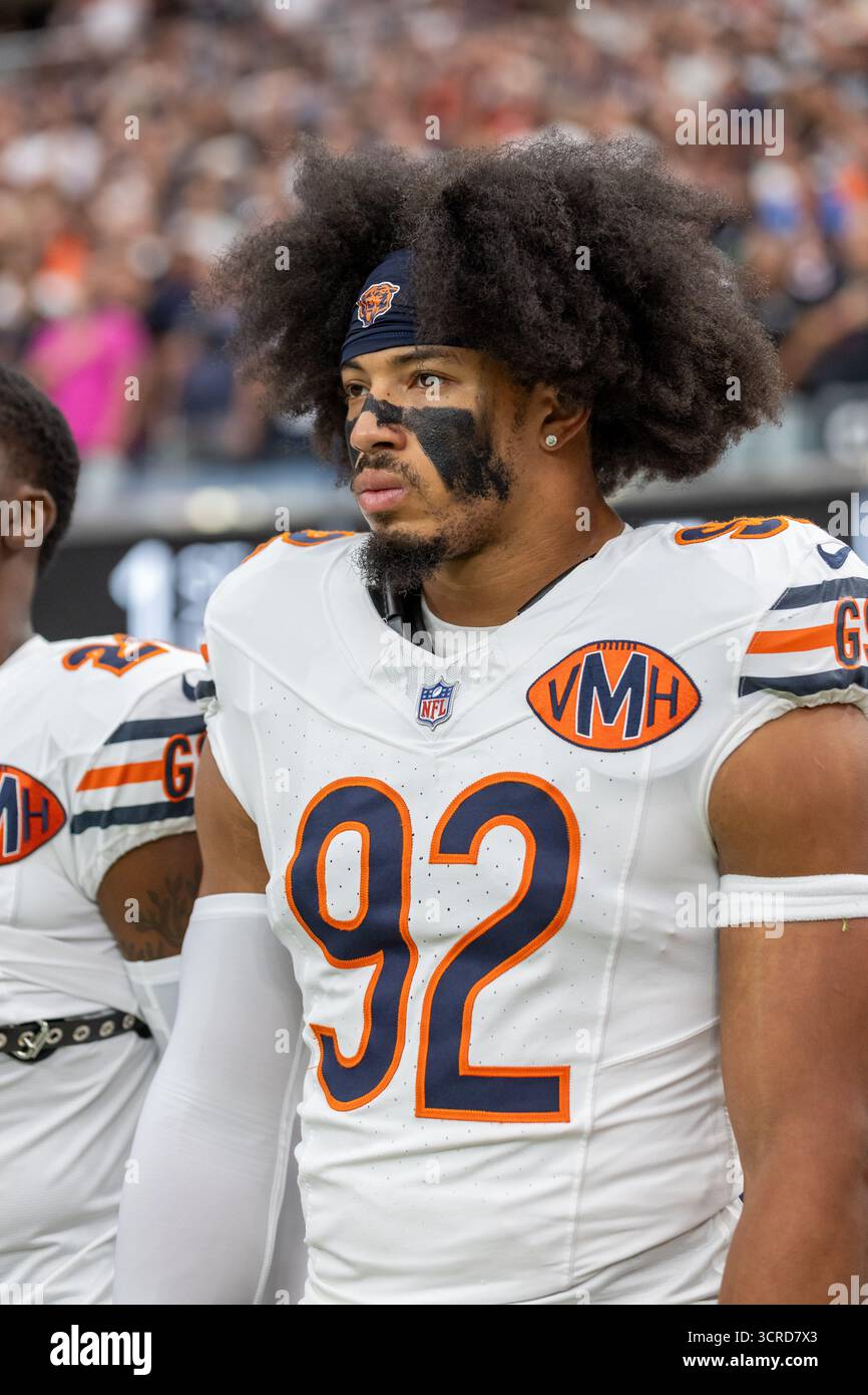 Chicago Bears defensive lineman Daniel Hardy (92) stands for the ...