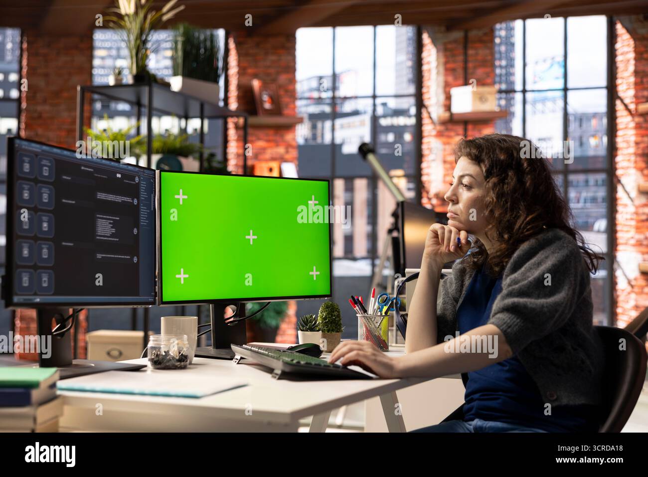 Woman typing prompts ai powered hi-res stock photography and images - Alamy