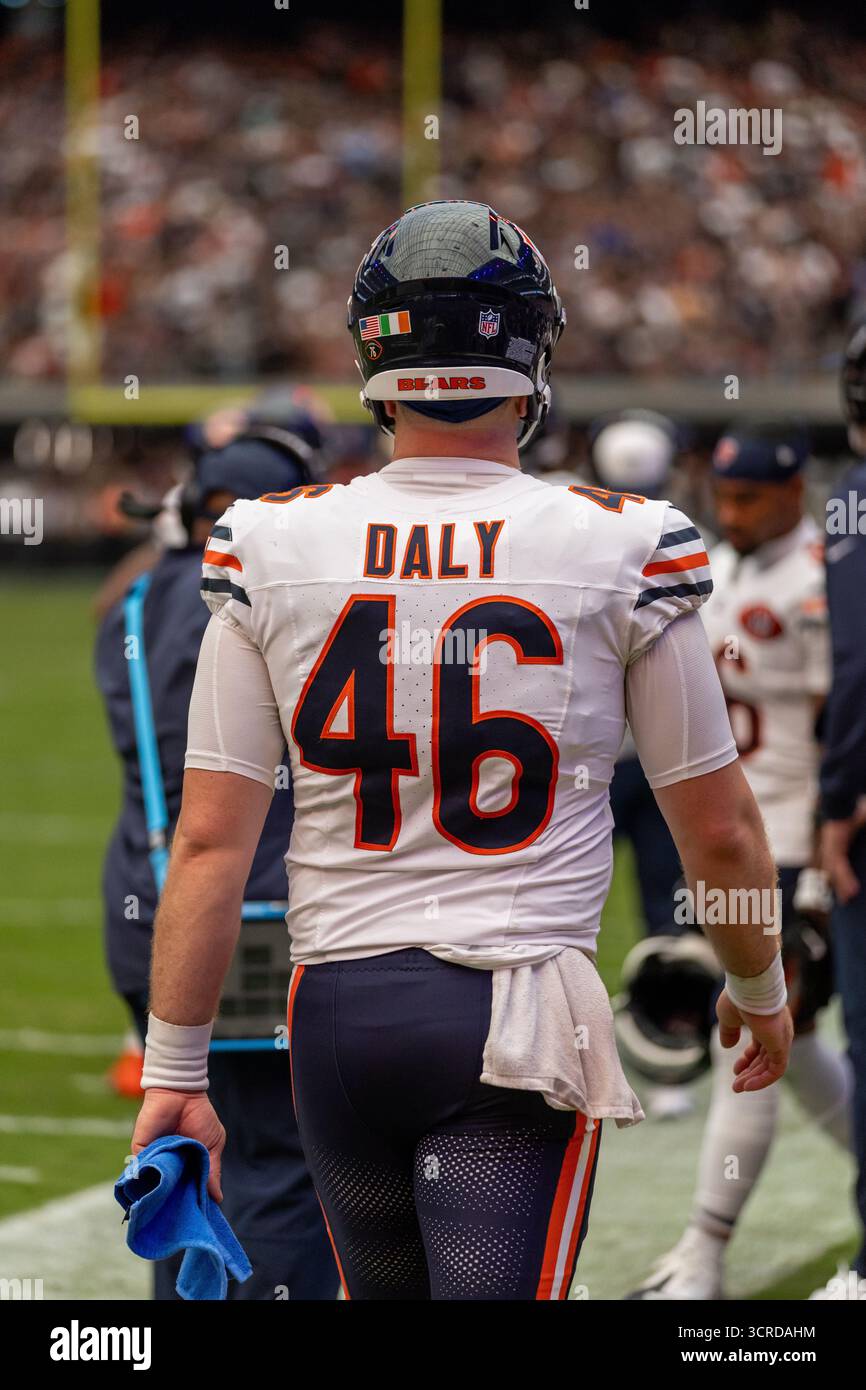 Chicago Bears long snapper Scott Daly (46) wears an Ireland flag on his ...