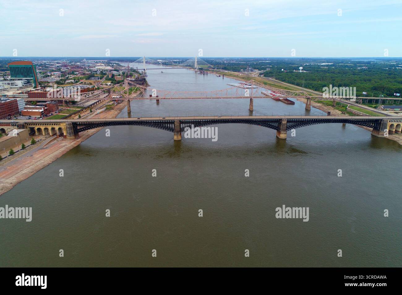 The Eads, Poplar and Stan Musial Veteran's Bridges crossing the ...