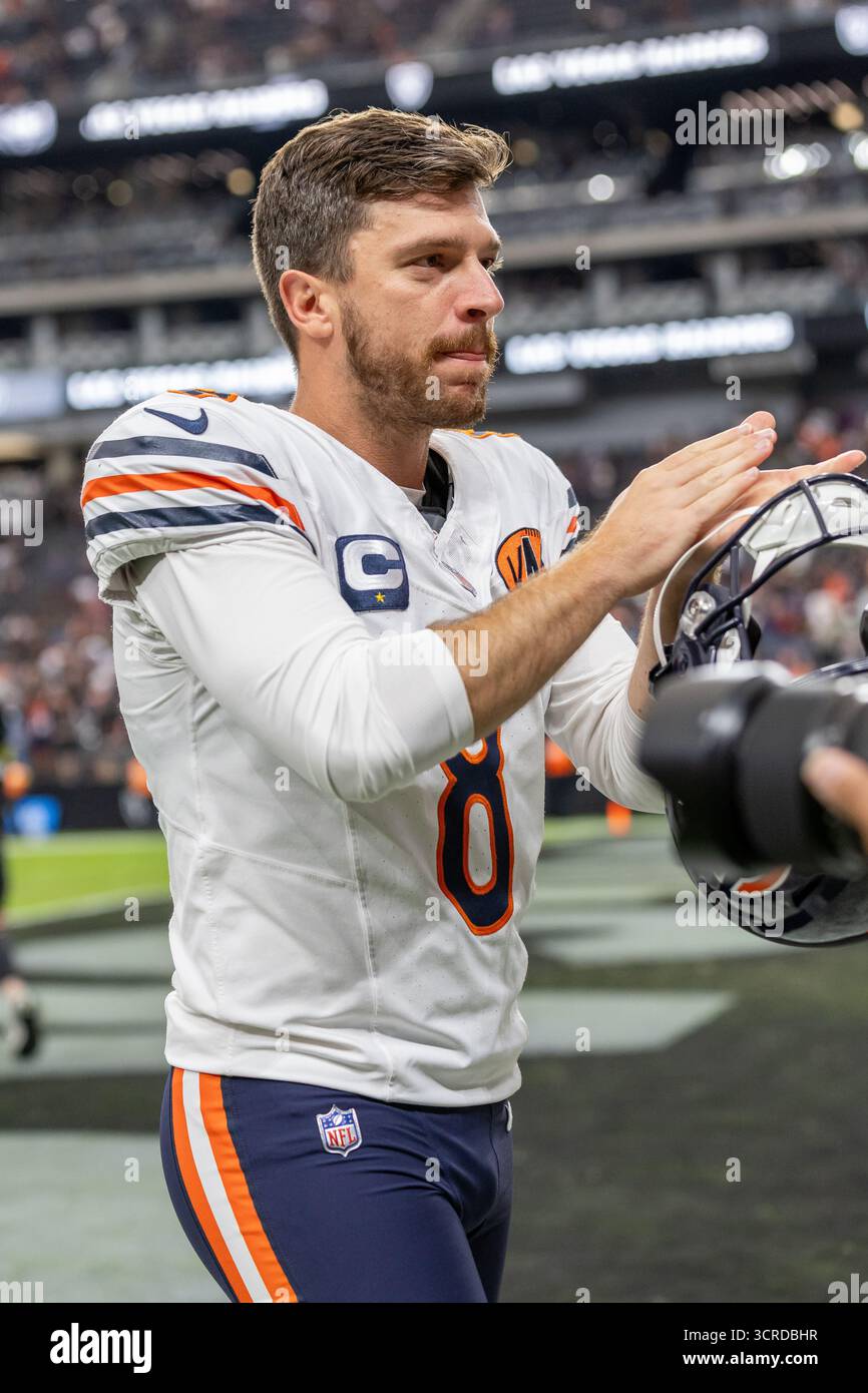 Chicago Bears kicker Cairo Santos (8) exits the field after the Bears ...