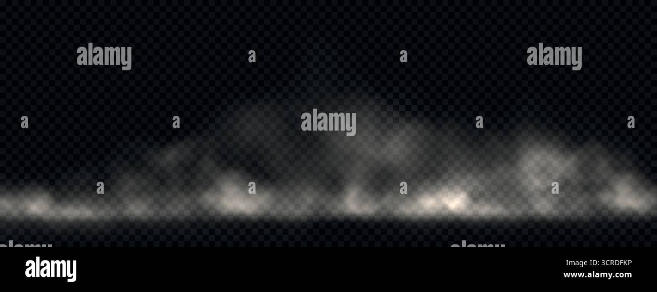Spooky vector background with smoke, steam clouds. Realistic mist ...