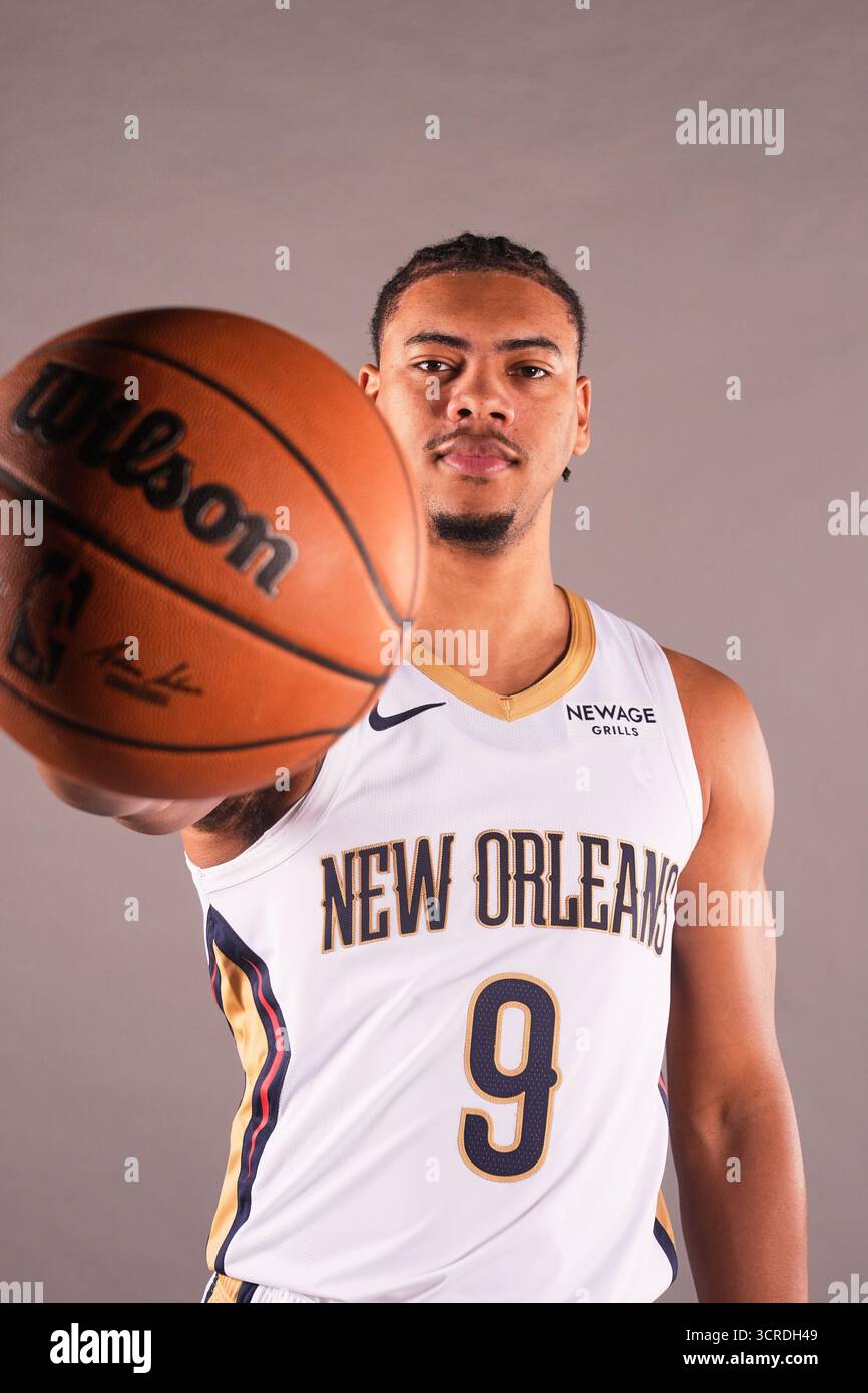 New Orleans Pelicans guard Jaden Springer (9) poses for a portrait ...