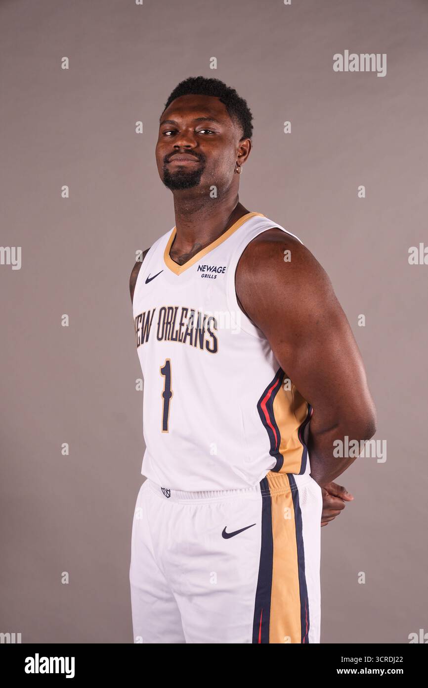 New Orleans Pelicans forward Zion Williamson (1) poses for a portrait ...