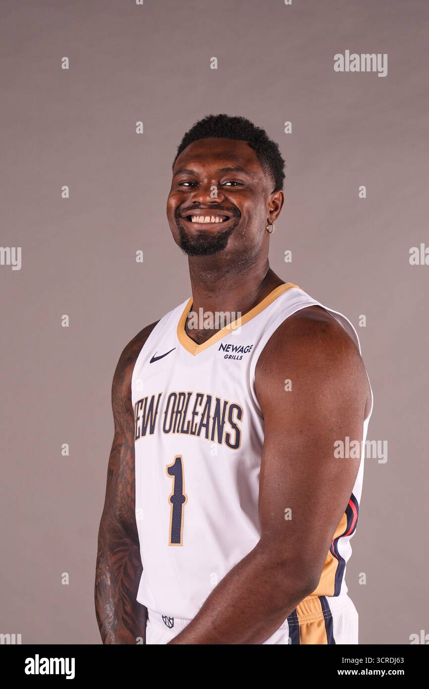New Orleans Pelicans forward Zion Williamson (1) poses for a portrait ...