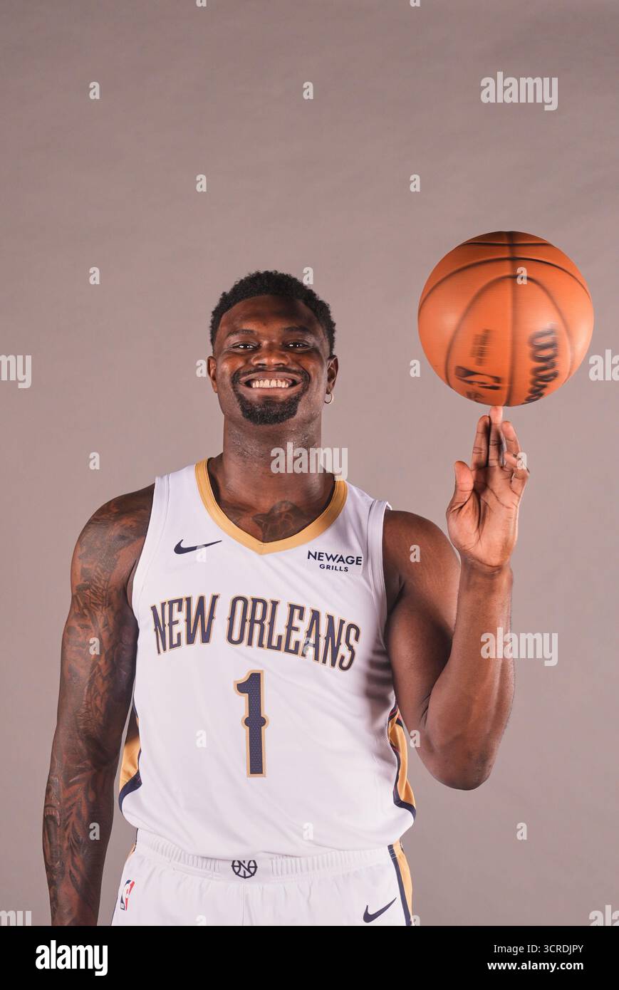 New Orleans Pelicans forward Zion Williamson (1) poses for a portrait ...