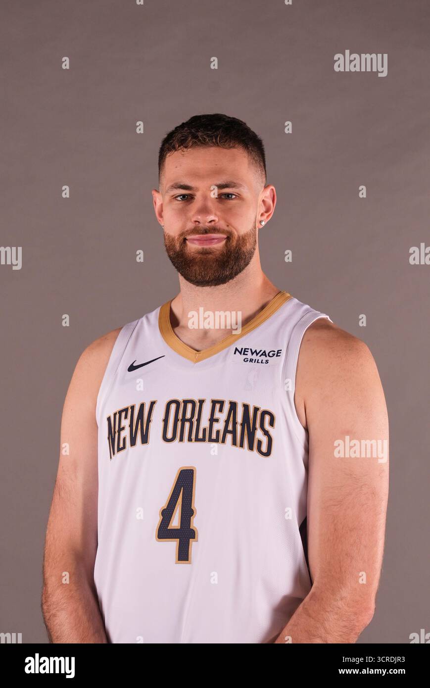 New Orleans Pelicans center Hunter Dickinson (4) poses for a portrait ...