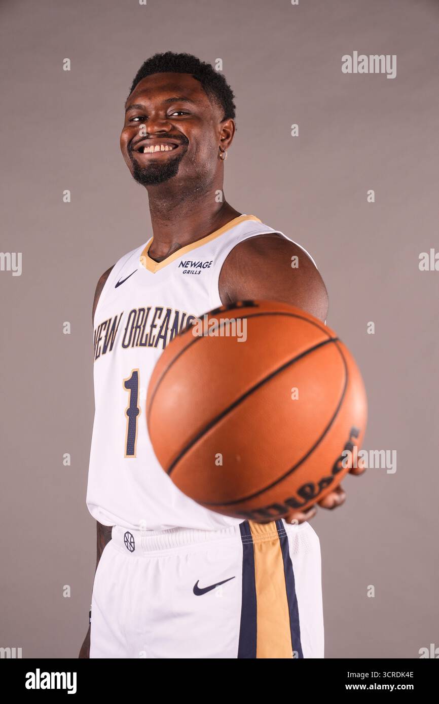 New Orleans Pelicans forward Zion Williamson (1) poses for a portrait ...
