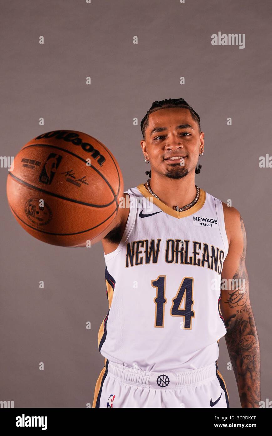 New Orleans Pelicans guard Micah Peavy (14) poses for a portrait during ...