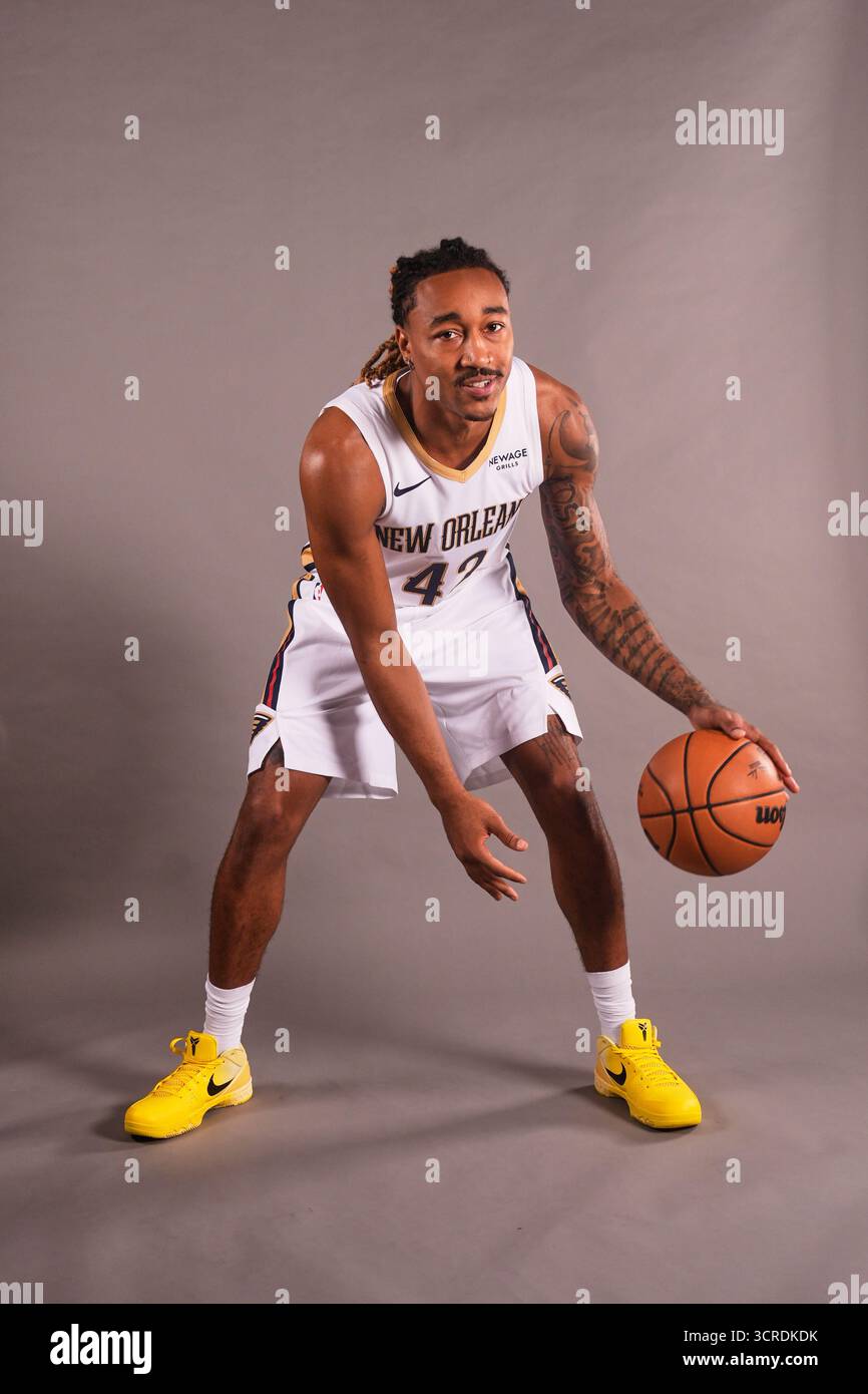 New Orleans Pelicans forward Christian Shumate (14) poses for a ...