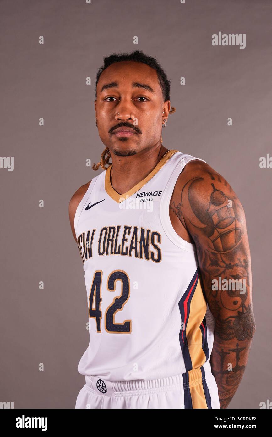 New Orleans Pelicans forward Christian Shumate (14) poses for a ...
