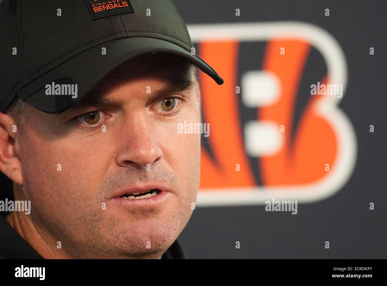Cincinnati Bengals head coach Zac Taylor responds to questions during a news conference after an ...