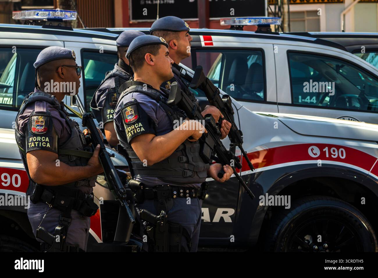 Marilia, SP, Brazil, August 22, 2025. Brazilian Military Police Forca ...