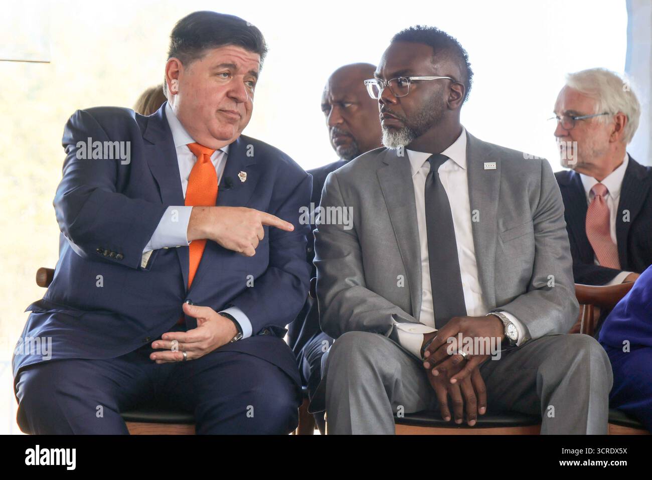 Illinois Governor JB Pritzker and Chicago Mayor Brandon Johnson chat ...