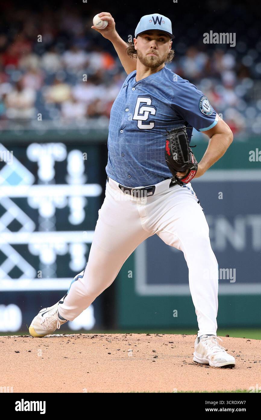 Washington Nationals pitcher Jake Irvin throws during the first inning ...
