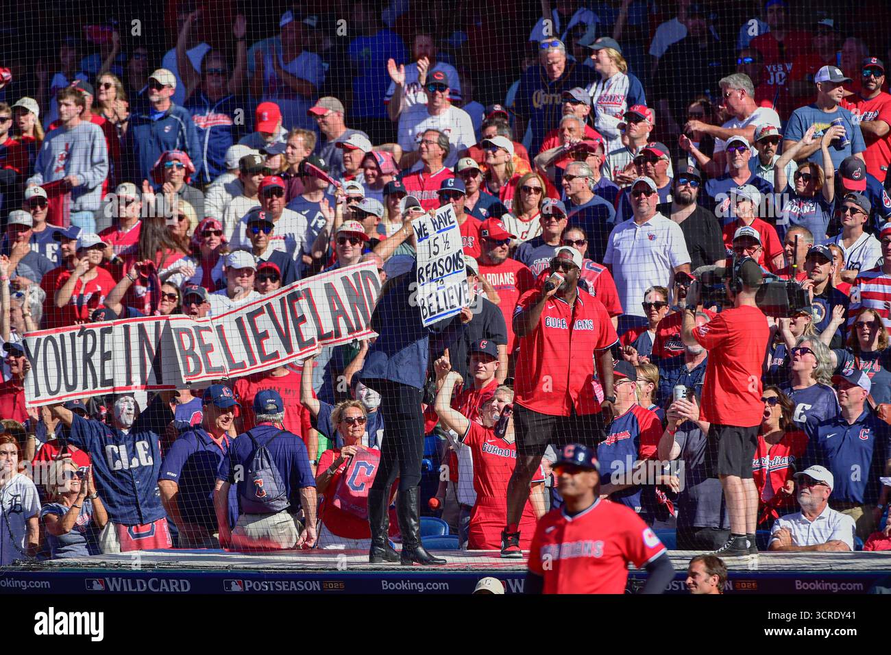 Cleveland Guardians fans cheer on their team during Game 1 of the ...