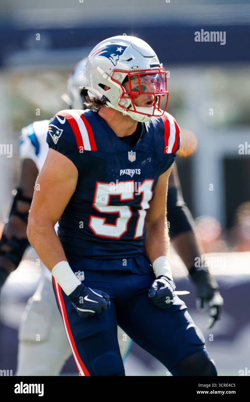 New England Patriots linebacker Jack Gibbens (51) reacts during the ...