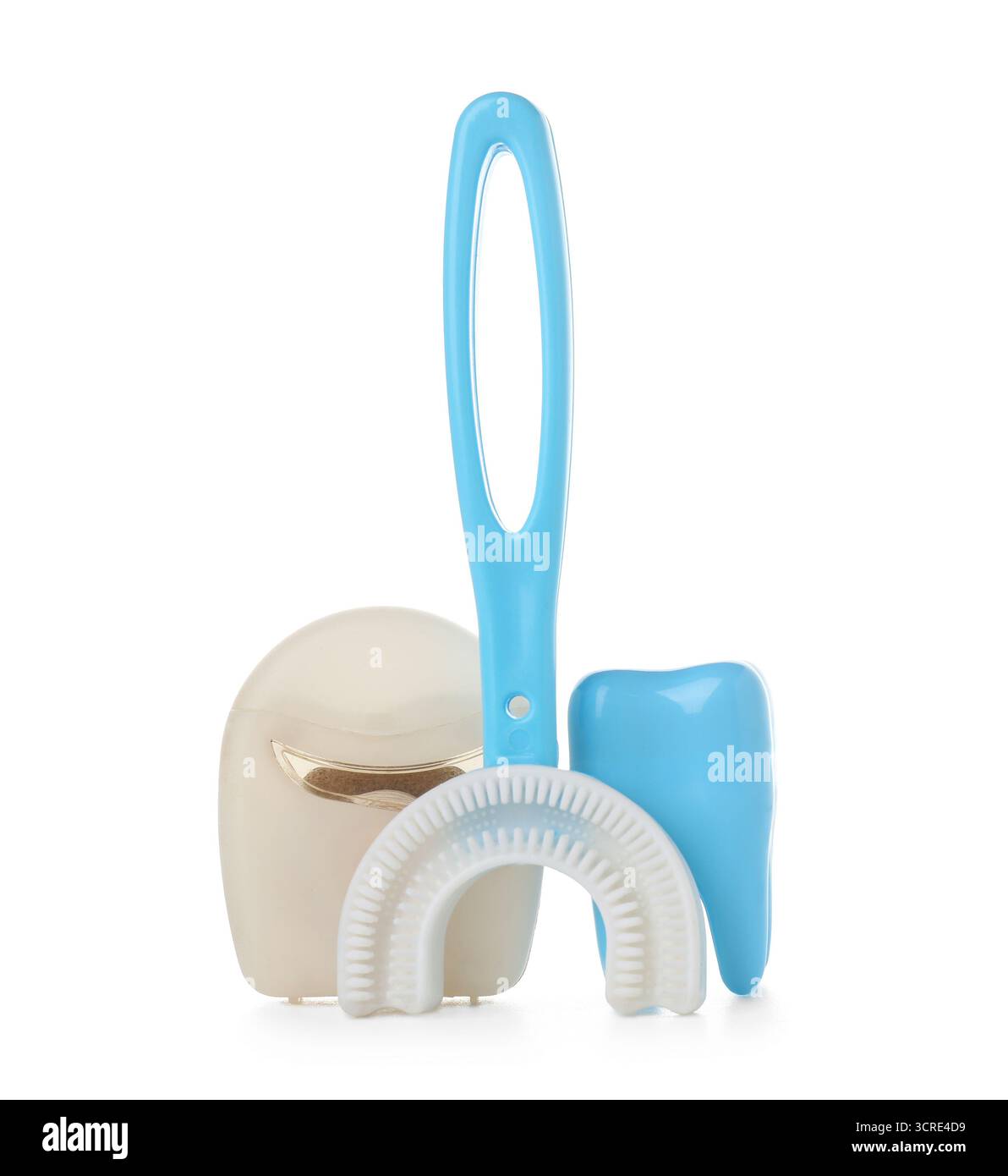U-shaped silicone toothbrush, dental floss and decorative plastic tooth ...