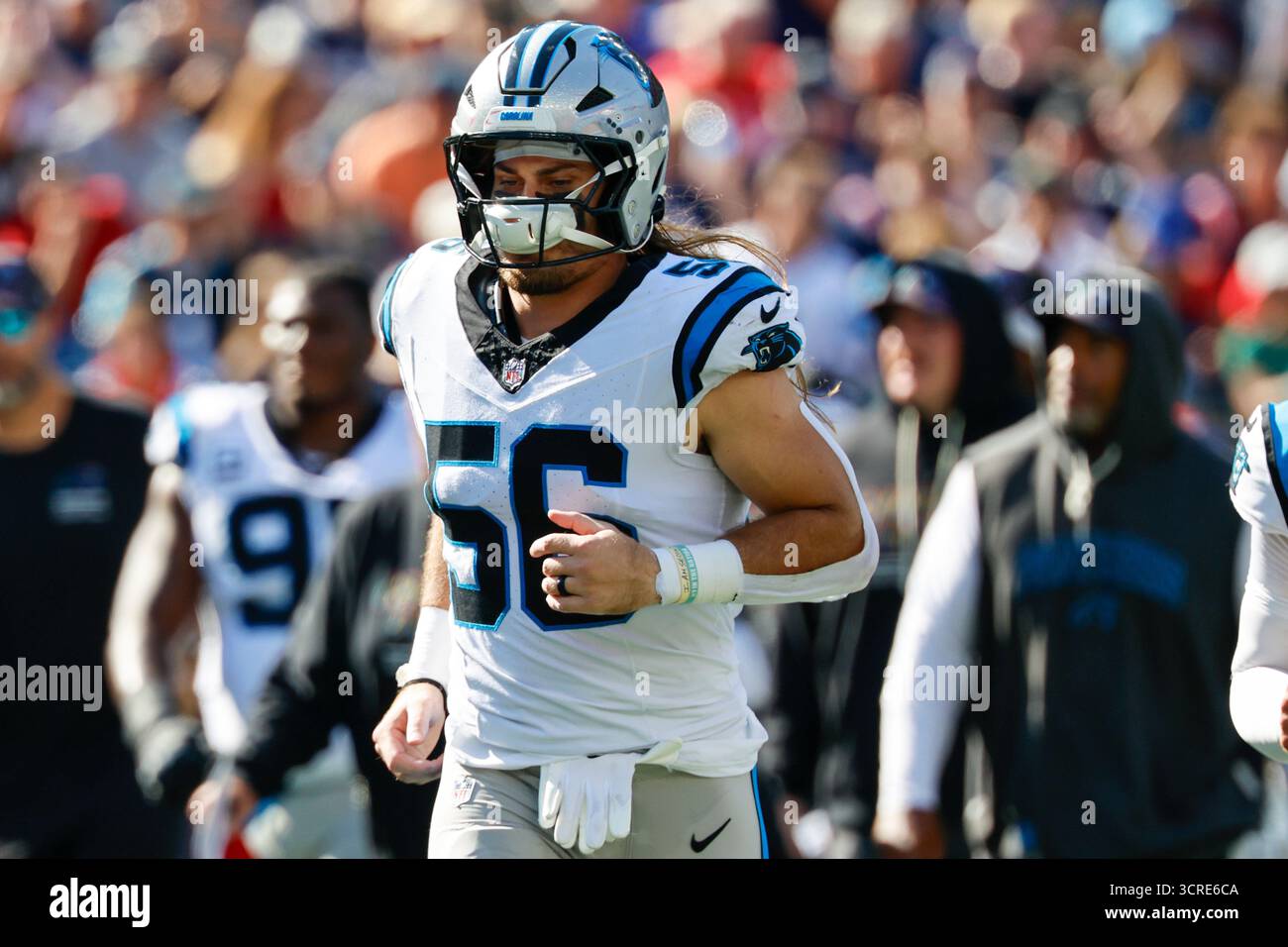 Carolina Panthers linebacker Christian Rozeboom (56) reacts during the ...
