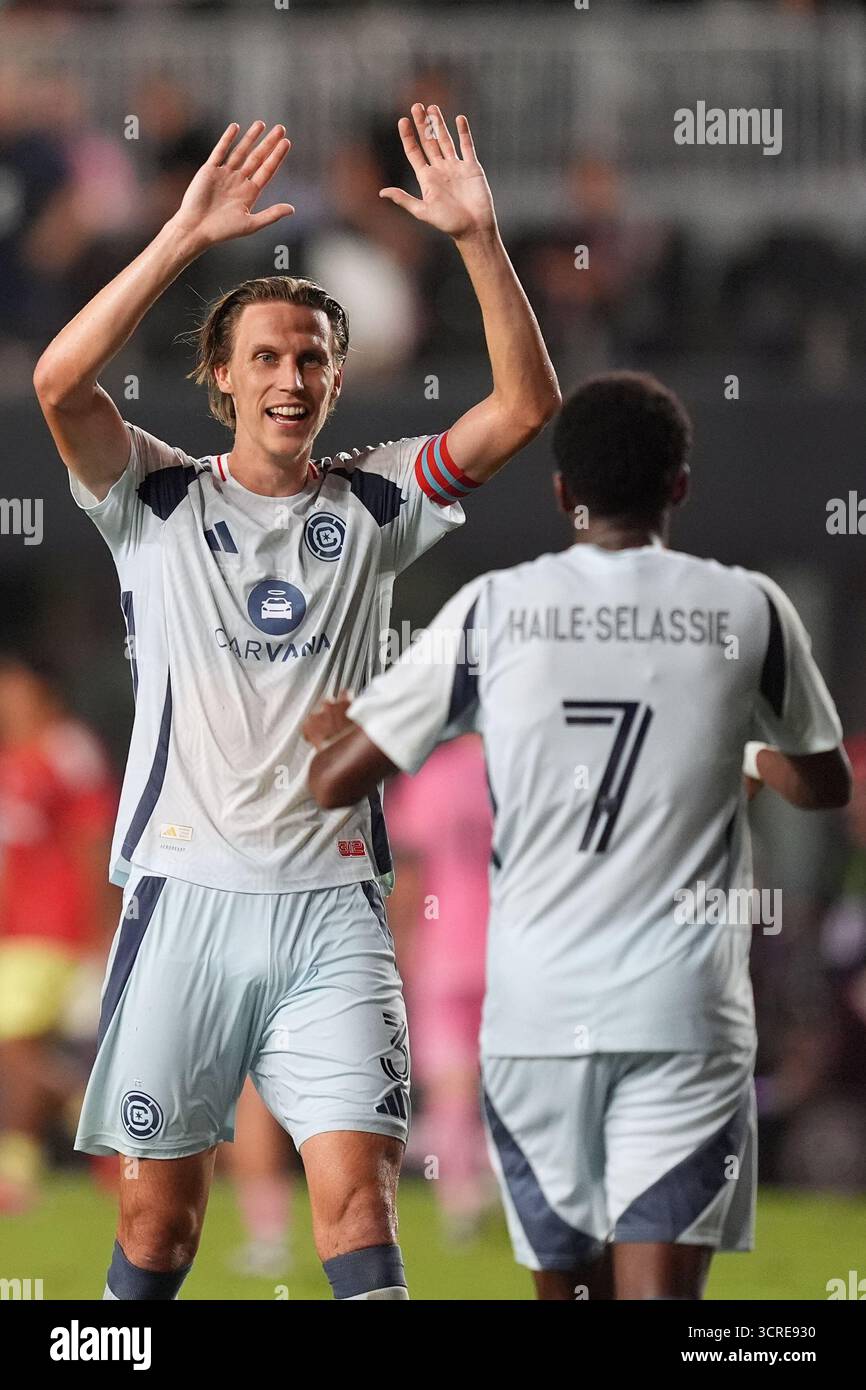 Chicago Fire defender Jack Elliott, left, celebrates with midfielder ...