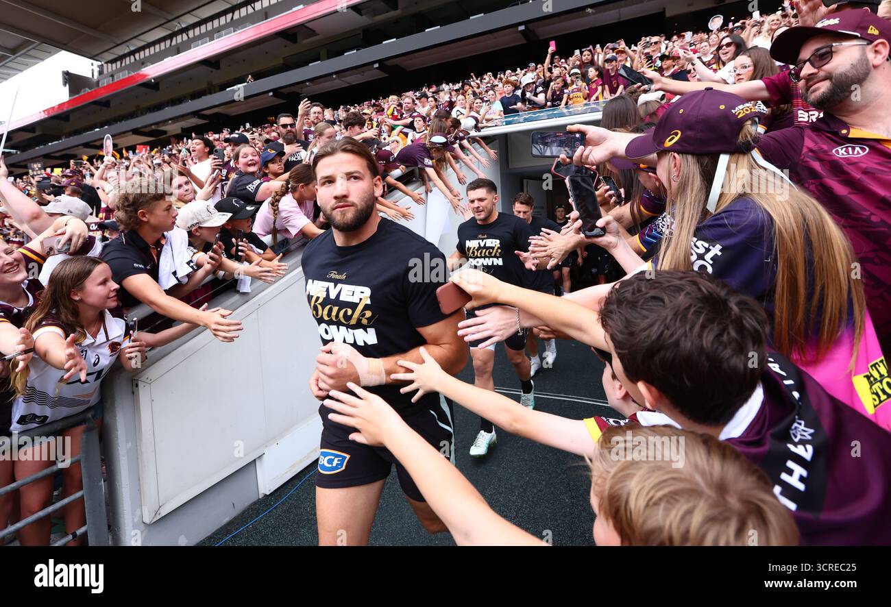 Broncos player Pat Carrigan during an open training session at Suncorp ...