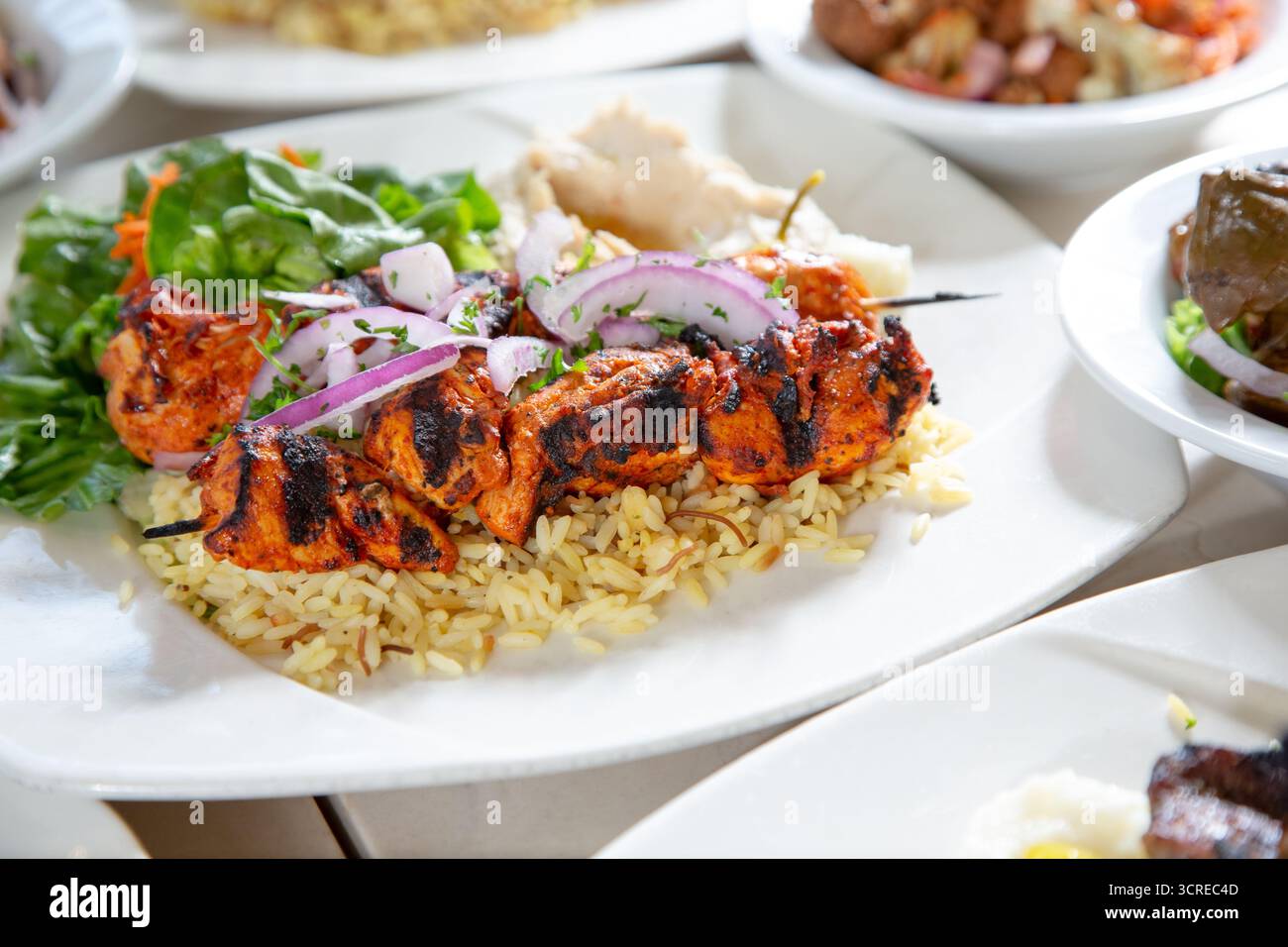 View chicken kabob plate hi-res stock photography and images - Alamy