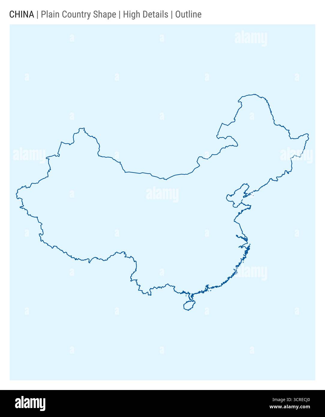 China plain country map. High details. Outline style. Shape of China ...