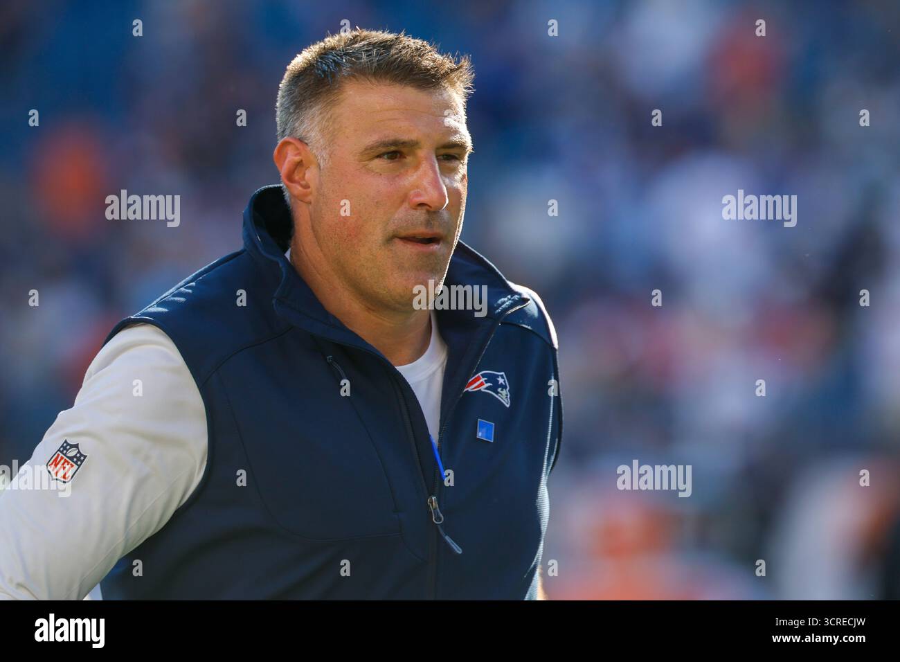 New England Patriots head coach Mike Vrabel reacts after defeating the Carolina Panthers in an ...