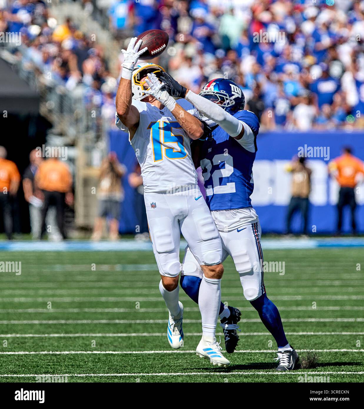 Los Angeles Chargers wide receiver Ladd McConkey (15) looks for a pass ...