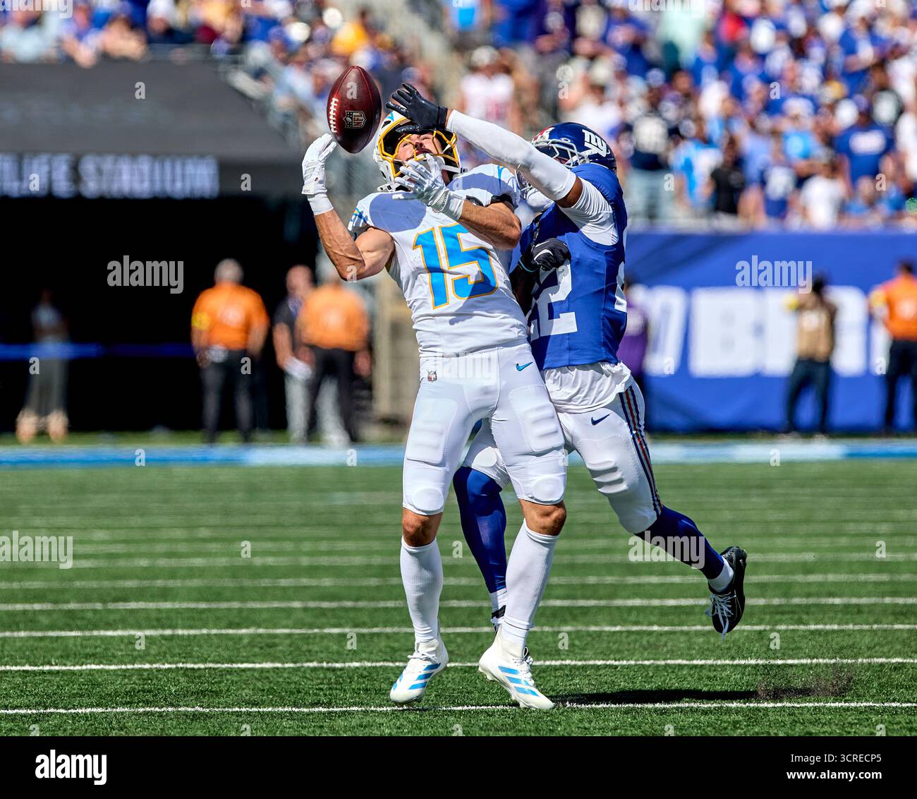 New York Giants cornerback Andru Phillips (22) breaks up a pass ...