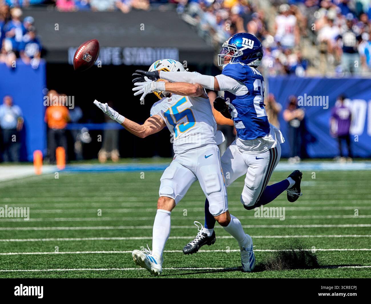 New York Giants cornerback Andru Phillips (22) breaks up a pass ...