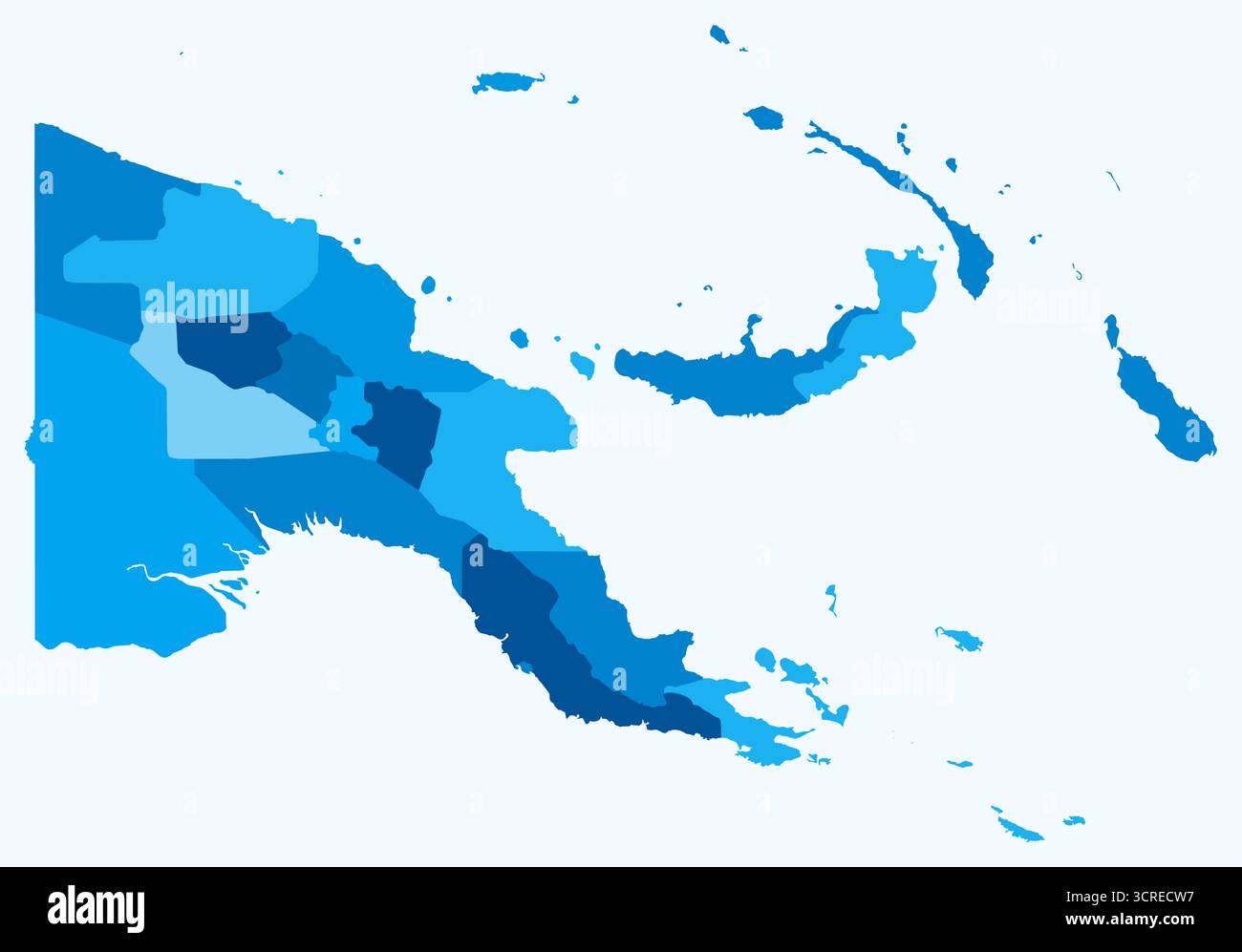 Map of Papua New Guinea with regions. Just a simple country border map ...