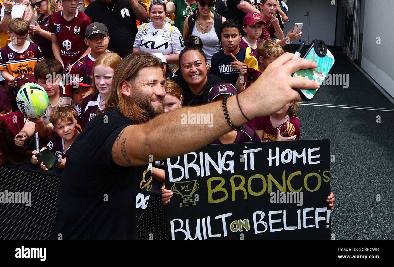Broncos player Pat Carrigan during an open training session at Suncorp ...