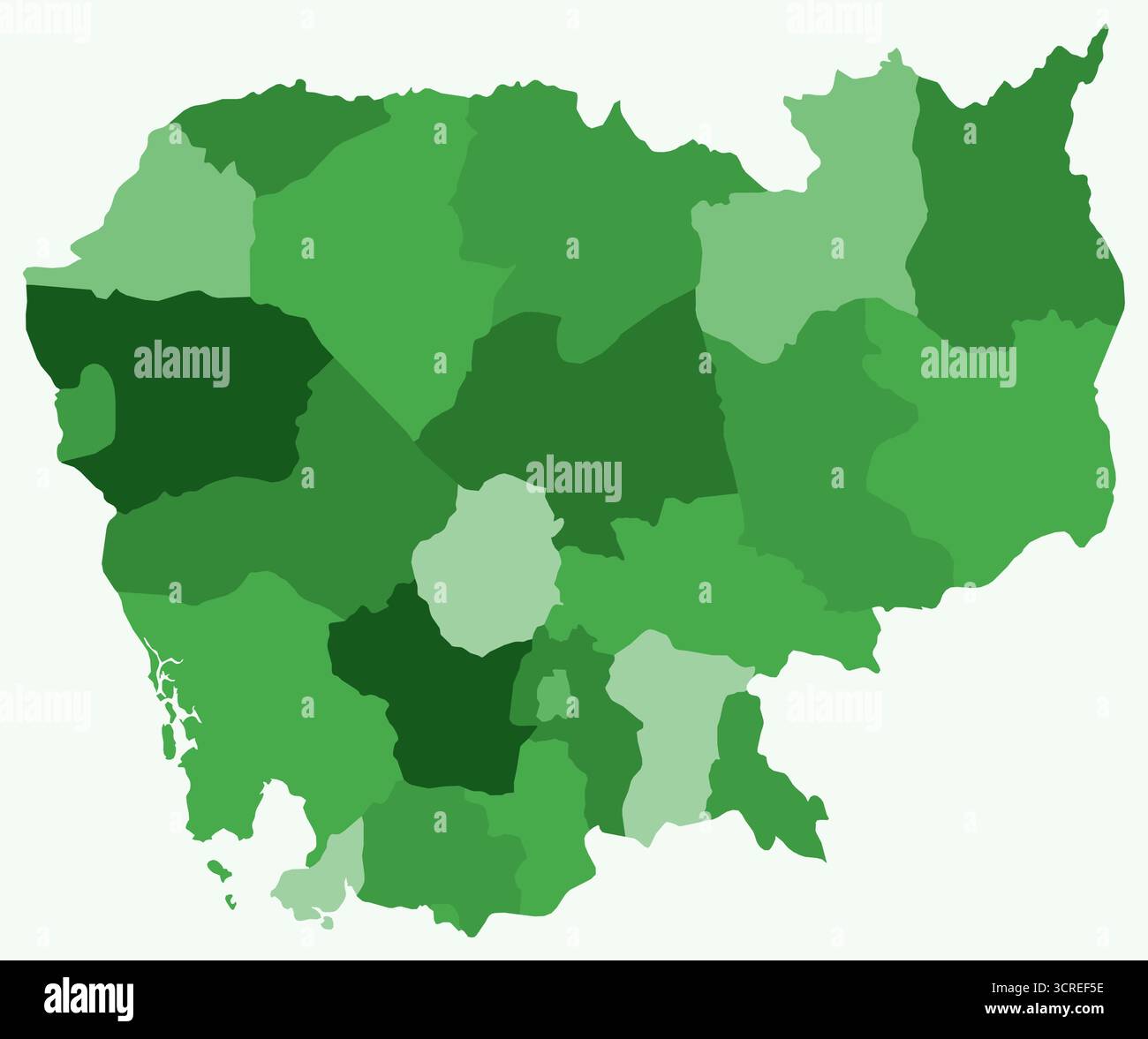 Map of Cambodia with regions. Just a simple country border map with ...
