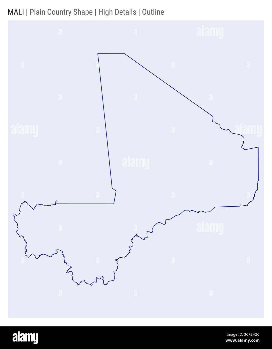 Mali plain country map. High details. Outline style. Shape of Mali ...