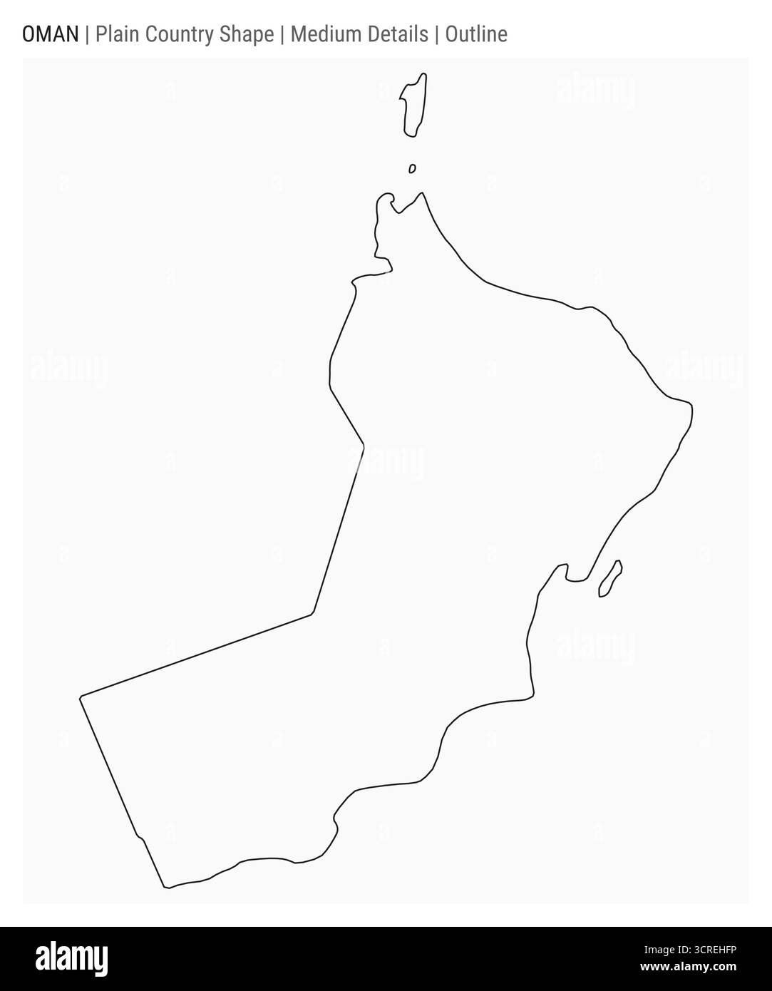 Oman plain country map. Medium Details. Outline style. Shape of Oman ...