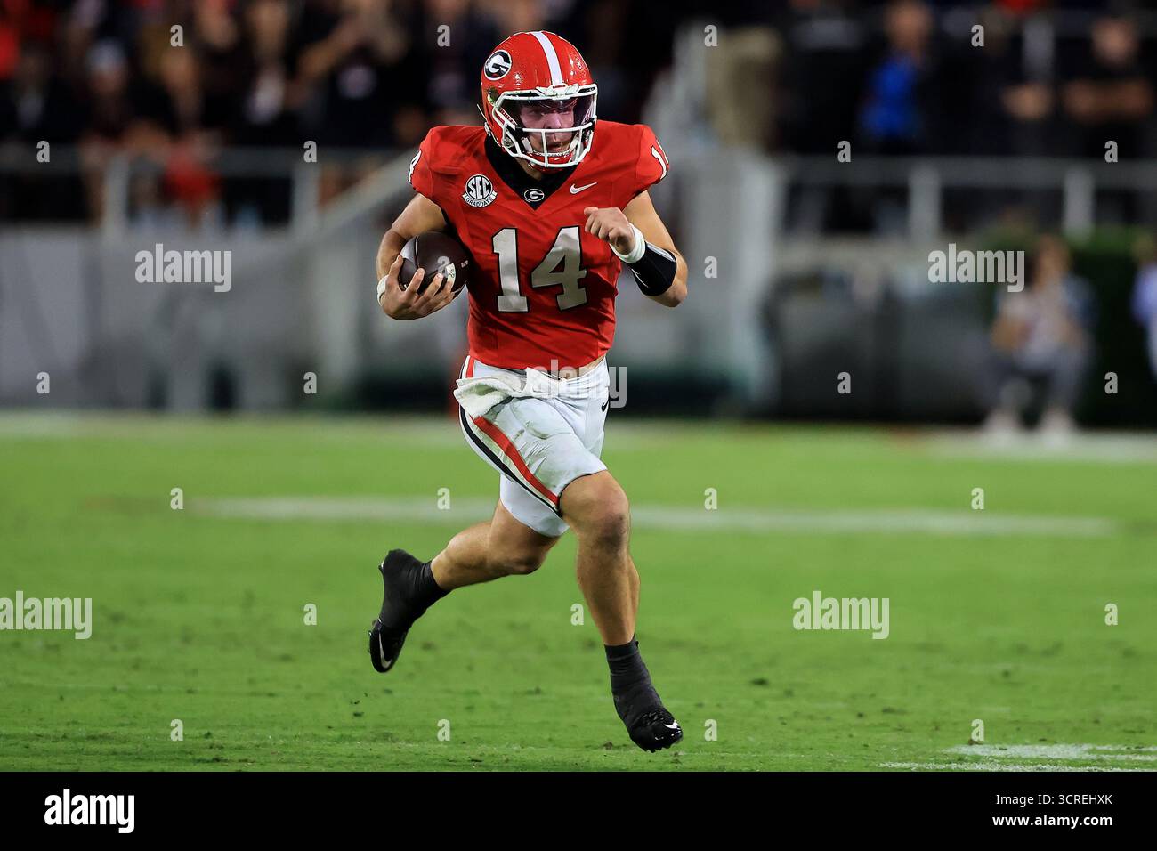 ATHENS, GA - SEPTEMBER 27: Starting quarterback Gunner Stockton #14 of ...