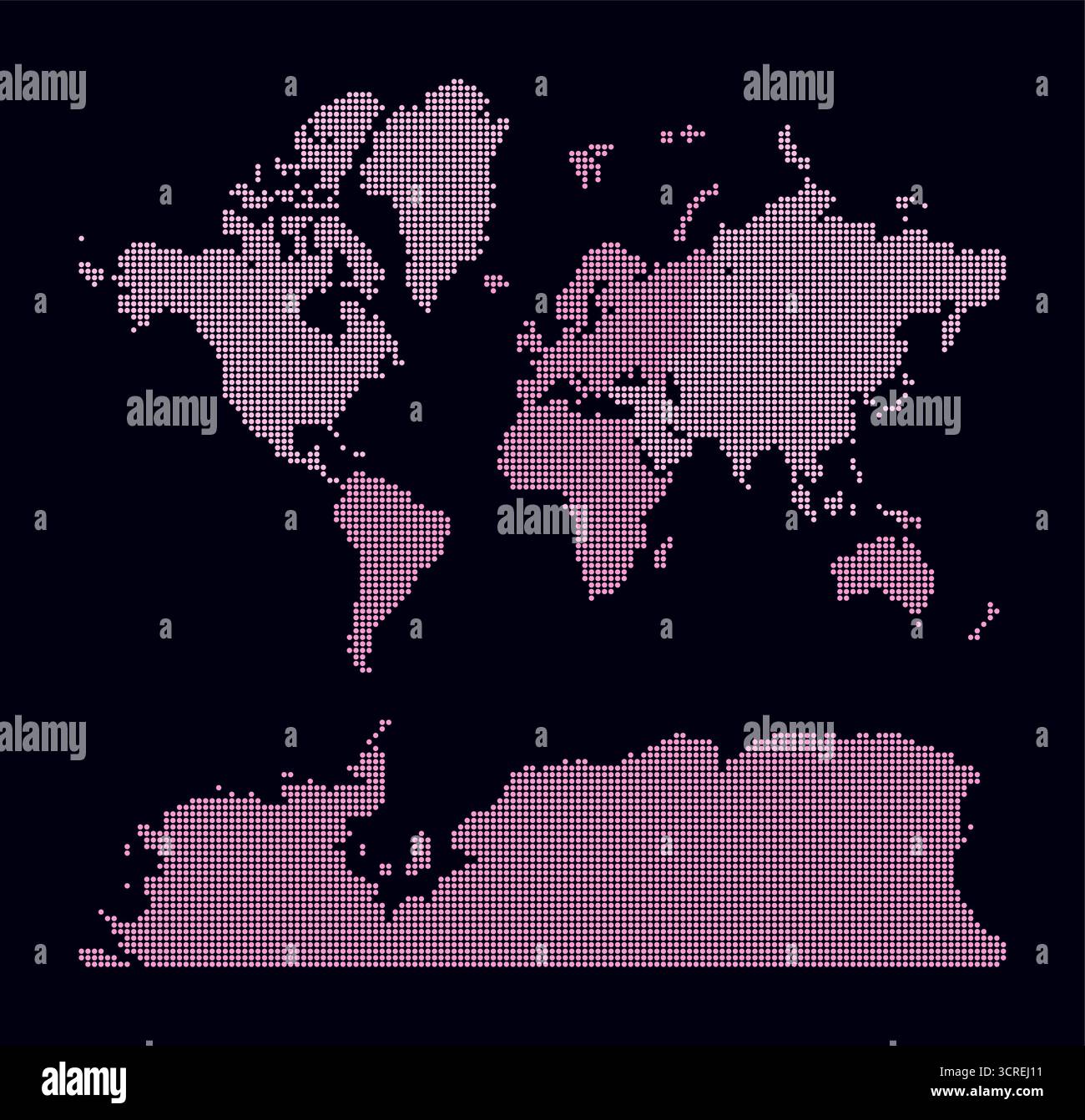 World dotted map. Digital style map of the world on a dark background ...