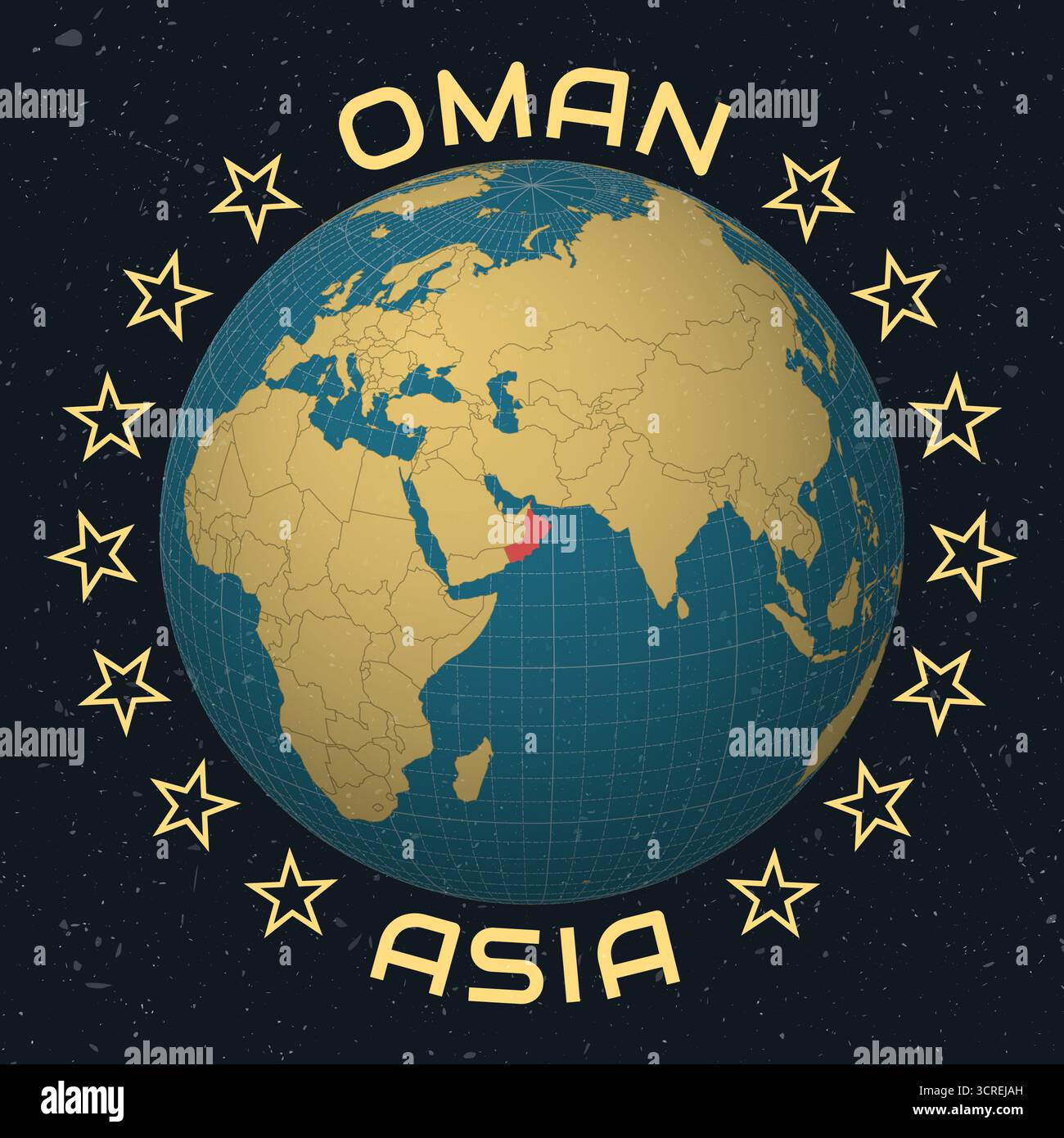Oman on globe country Stock Vector Images - Alamy