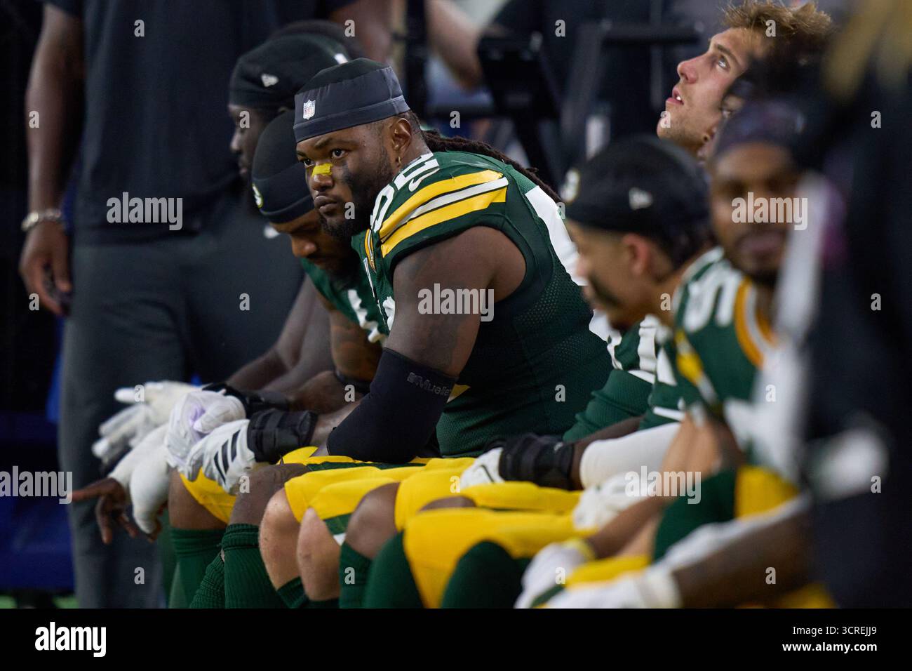 Green Bay Packers defensive end Rashan Gary (52) looks on from the ...