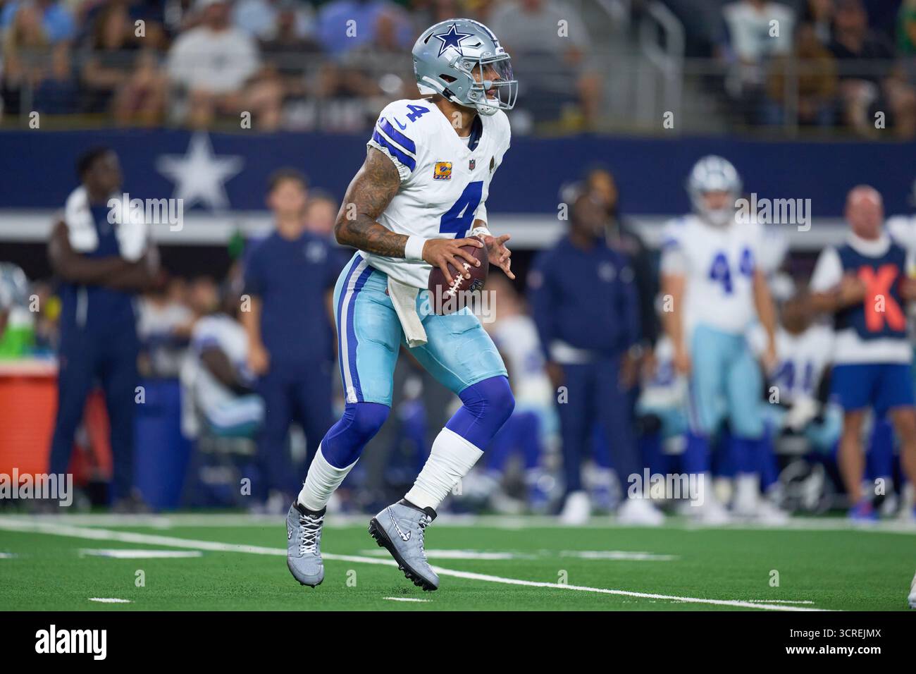 Dallas Cowboys quarterback Dak Prescott (4) looks to pass against the ...