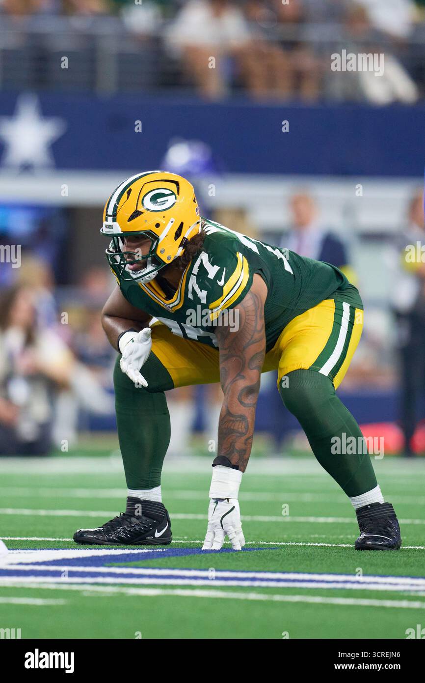 Green Bay Packers offensive tackle Jordan Morgan (77) waits for the ...